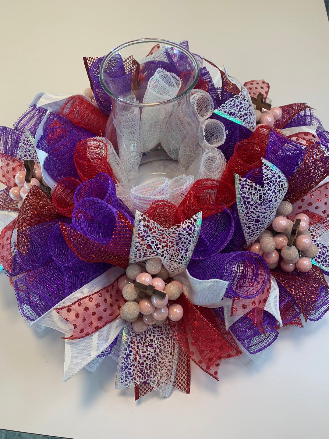 Lent Colors of Lent Lg. Mesh Centerpiece - Etsy