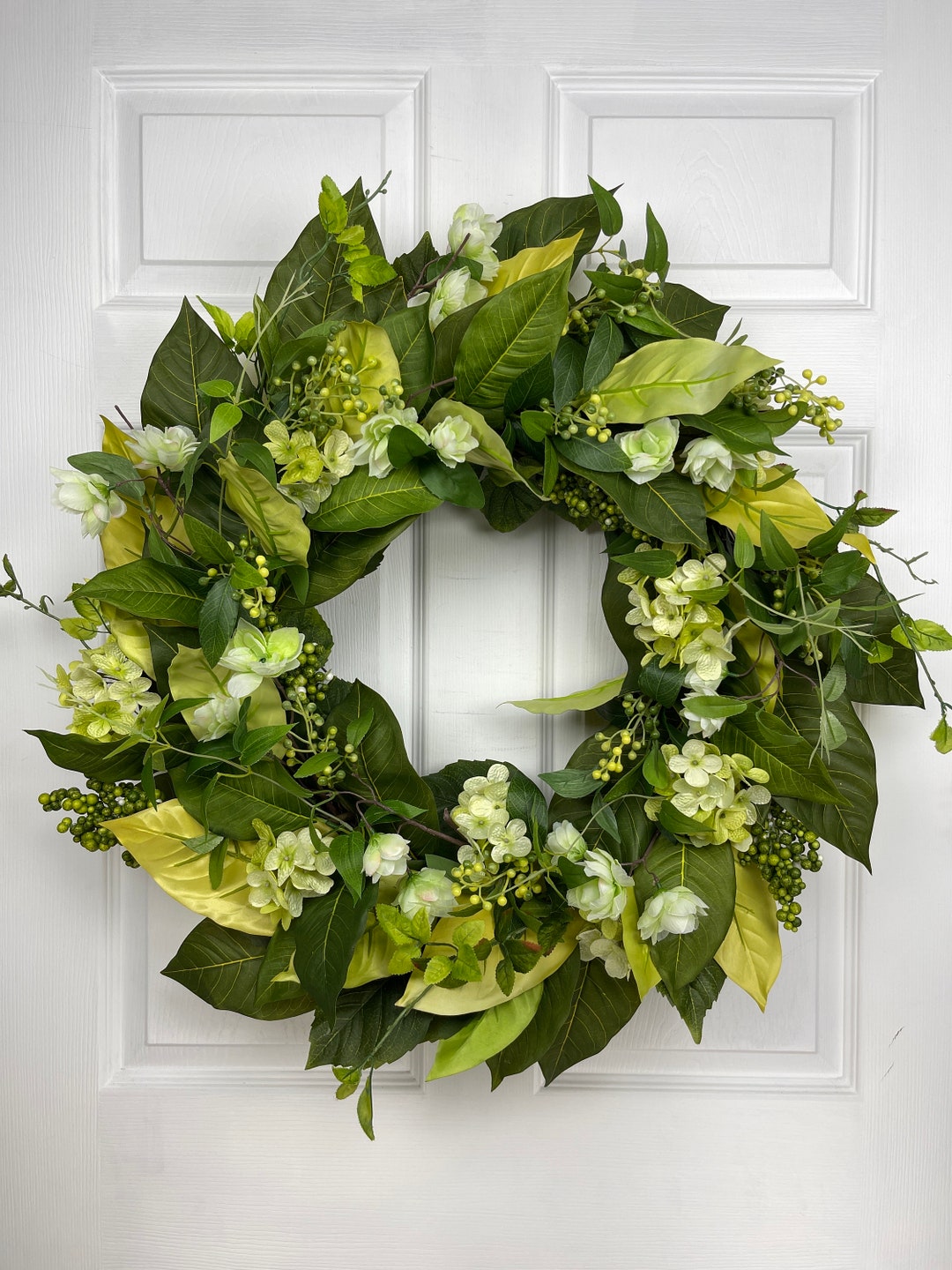 Year Round Greenery Wreath, Green Foliage Summer Wreath for Front Door ...