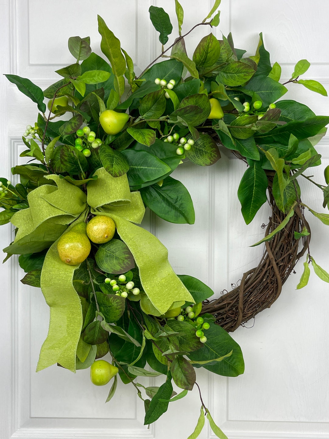 Spring Wreath for Front Door, Pears and Berries Summer Wreath - Etsy