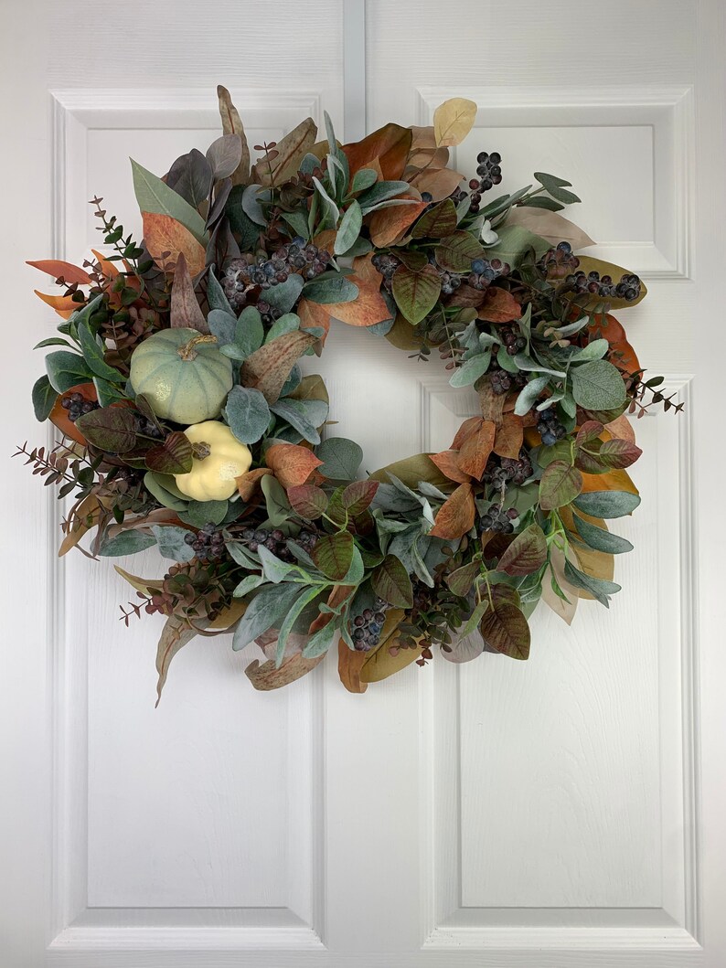Fall Wreath for Front Door Fall Foliage Berries and - Etsy