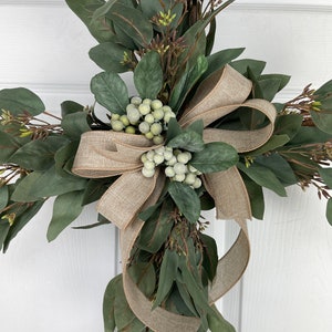 Easter Wreath for Front Door, Cross Wreath, Eucalyptus and Berry Cross Door Hanger - Etsy