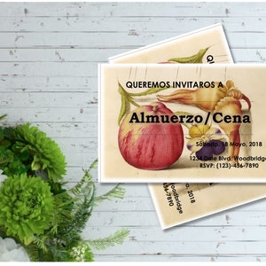 Dinner/lunch/brunch Invitation Card in Spanish Vintage Customizable ...