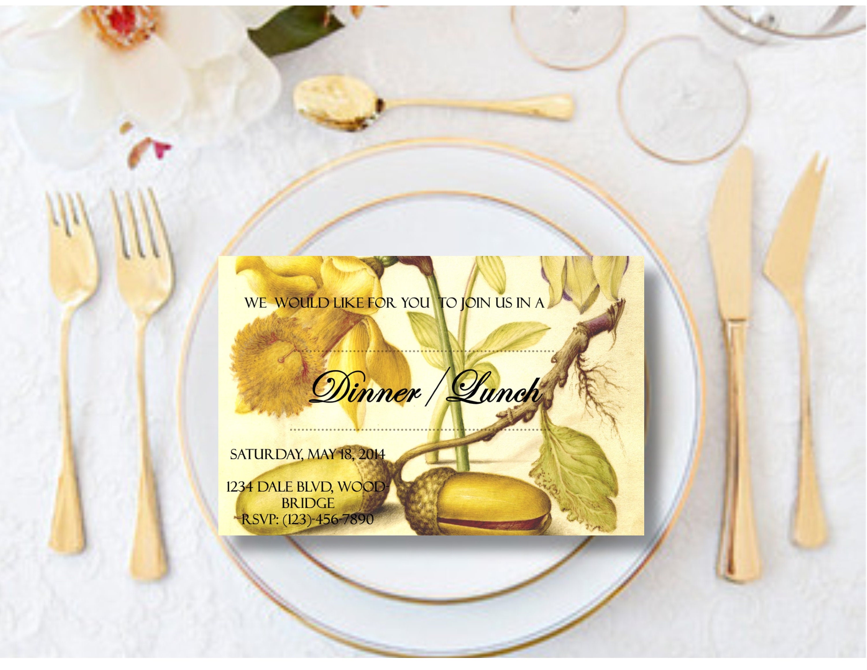 Dinner/lunch/brunch Invitation Card Vintage Customizable - Printable ...