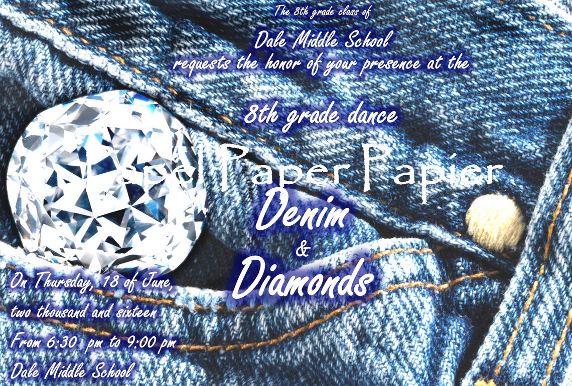 Denim and Diamonds- School Dance/prom-homecoming Invitation/card ...