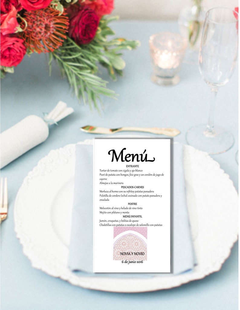 Andalusia Wedding Menu in Spanish Customizable - Printable Digital ...