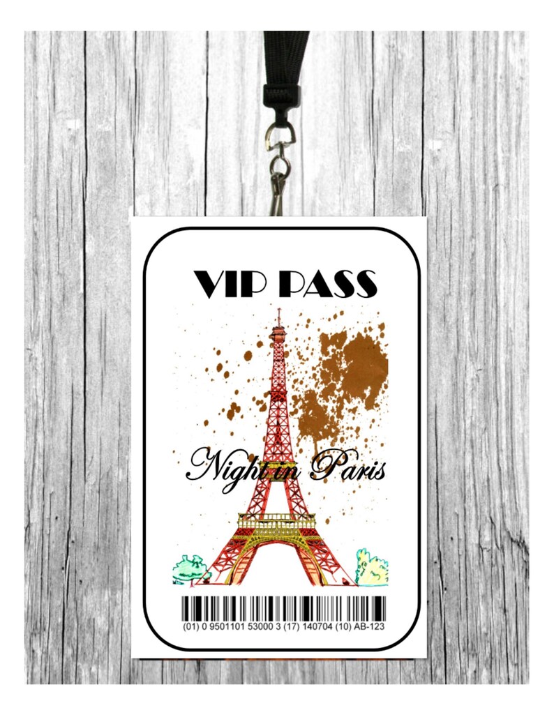 A Night in Paris - VIP Pass for Dance Customizable - Printable Digital ...