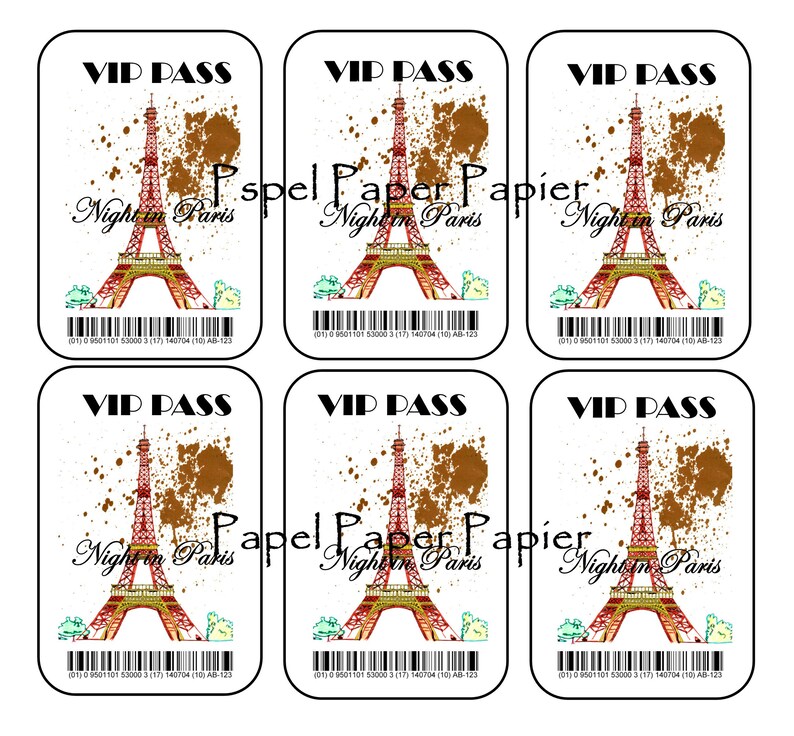 A Night in Paris - VIP Pass for Dance Customizable - Printable Digital ...