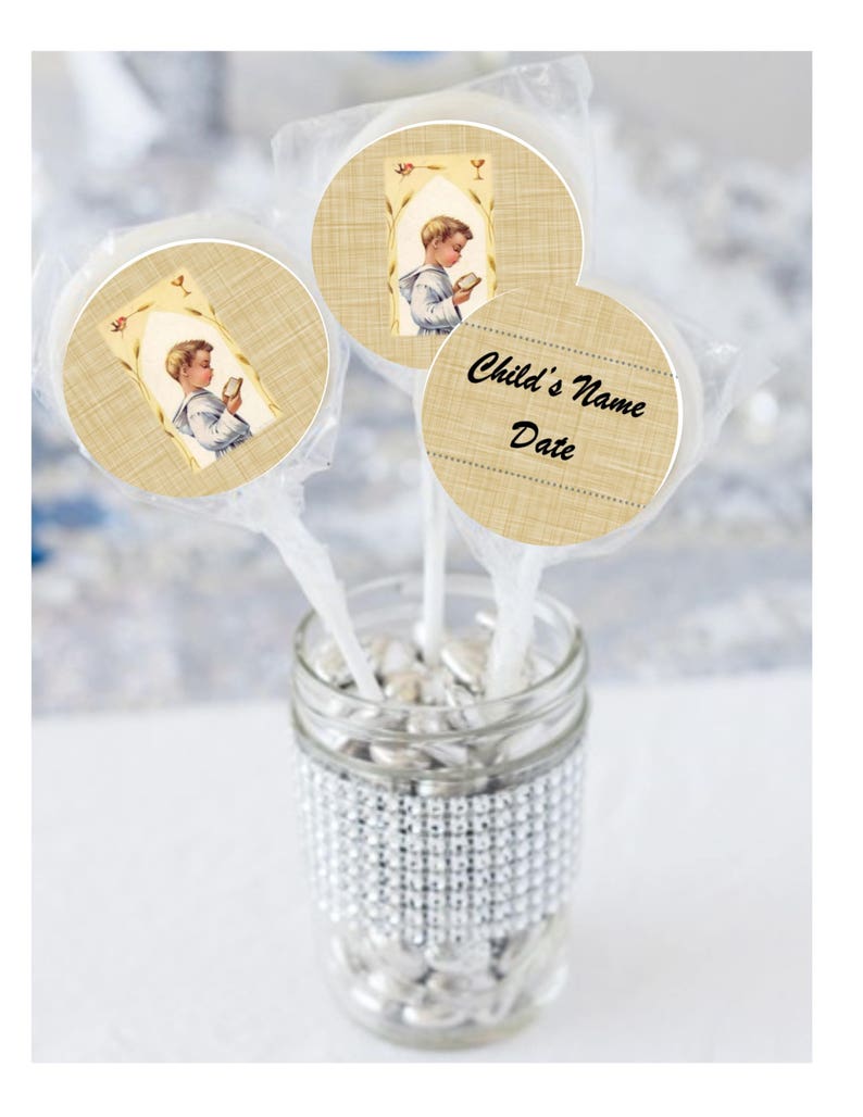 First Communion Cupcake Toppers, Lollipop Labels, Gift Box Labels ...