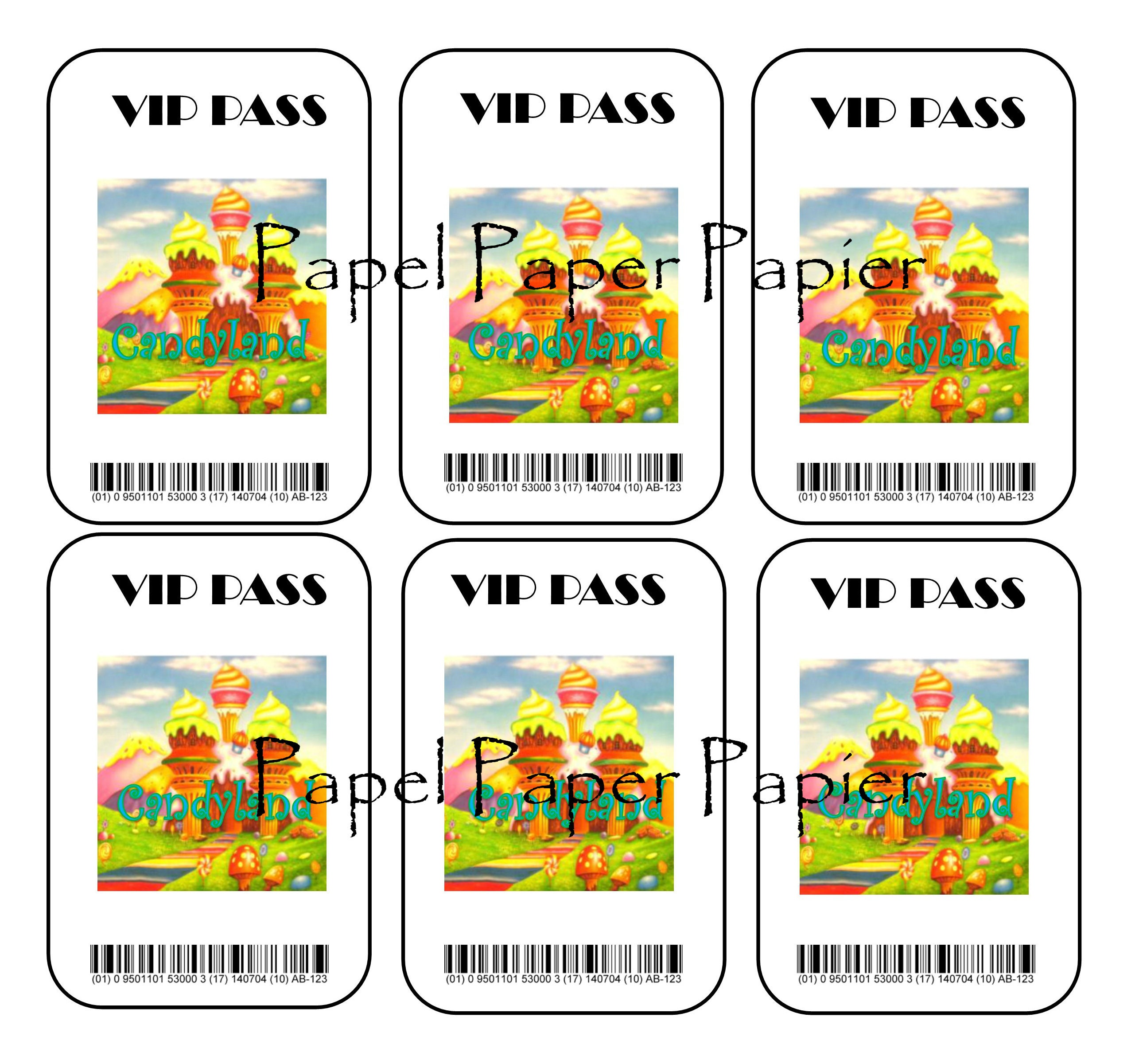Candyland - VIP Pass for Dance Customizable - Printable Digital ...