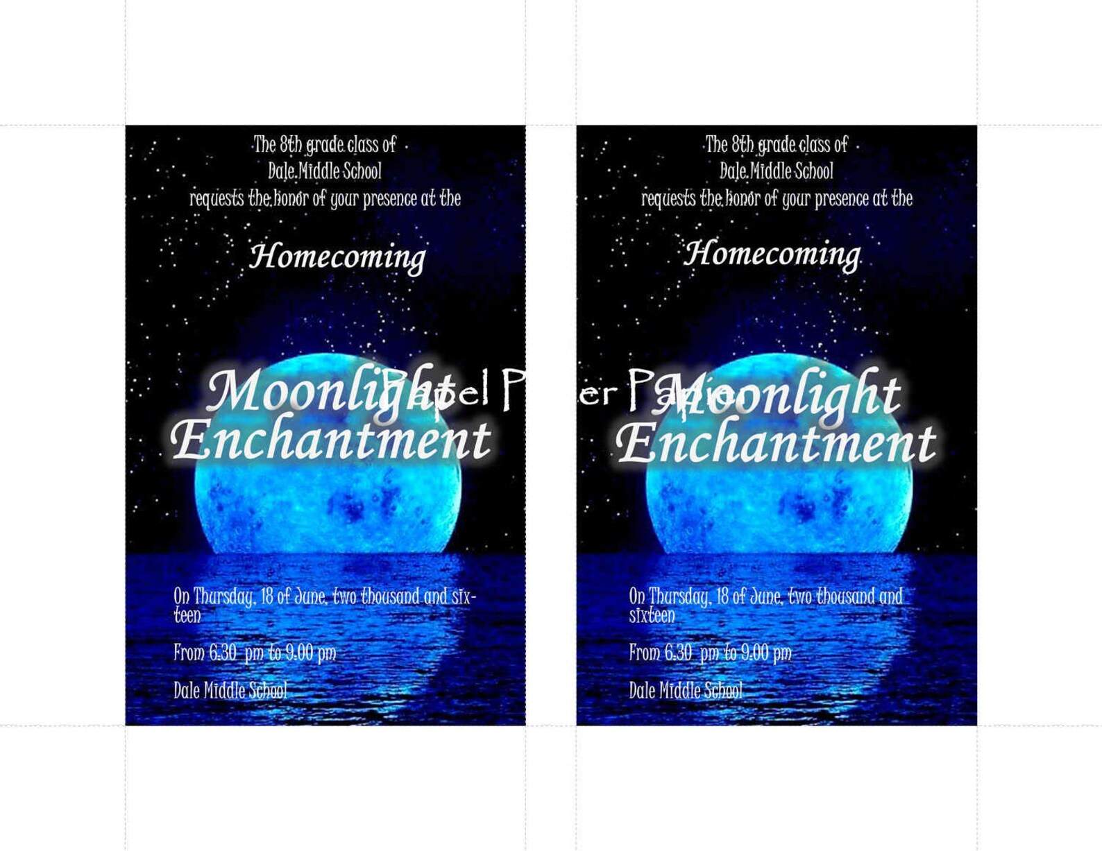 Moonlight Enchantment- School Dance/prom Invitation/homecoming/card ...