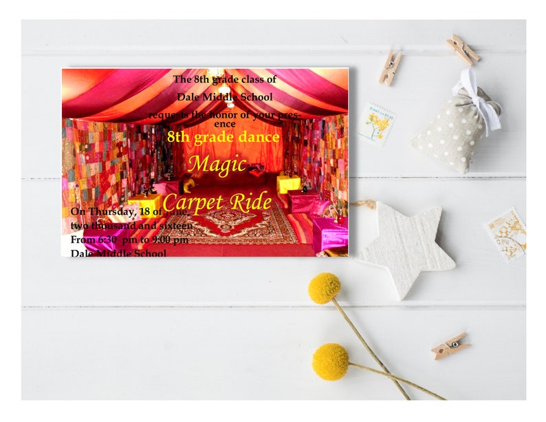 Magic Carpet Ride - School Dance/prom Invitation/homecoming/card ...
