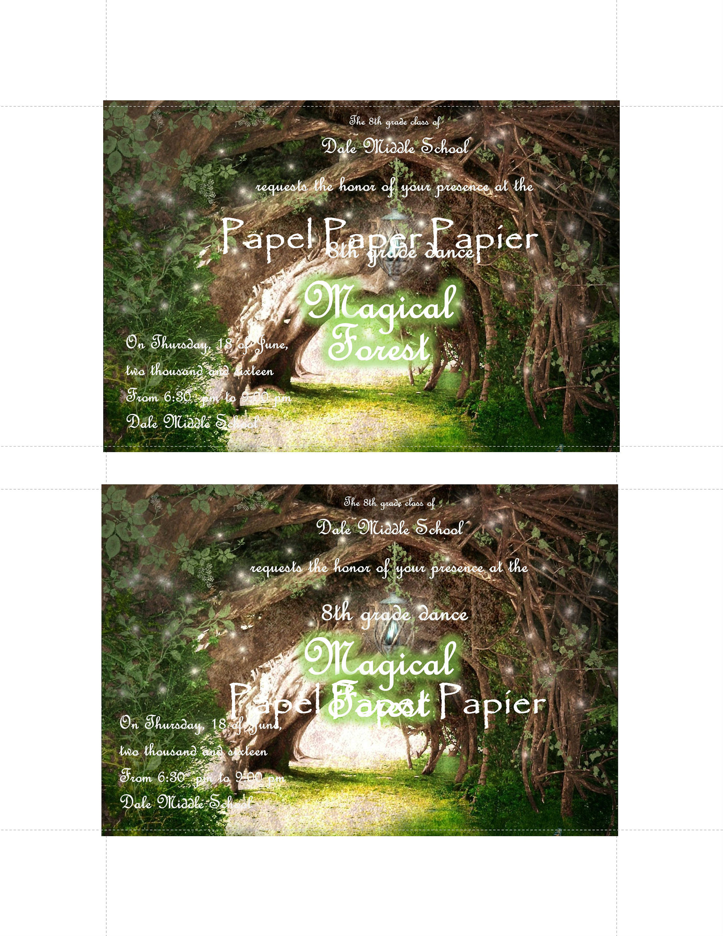 Magical Forest - School Dance/prom-homecoming Invitation/card ...
