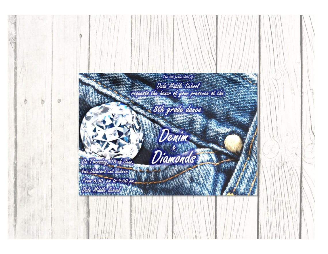 Denim and Diamonds- School Dance/prom-homecoming Invitation/card ...