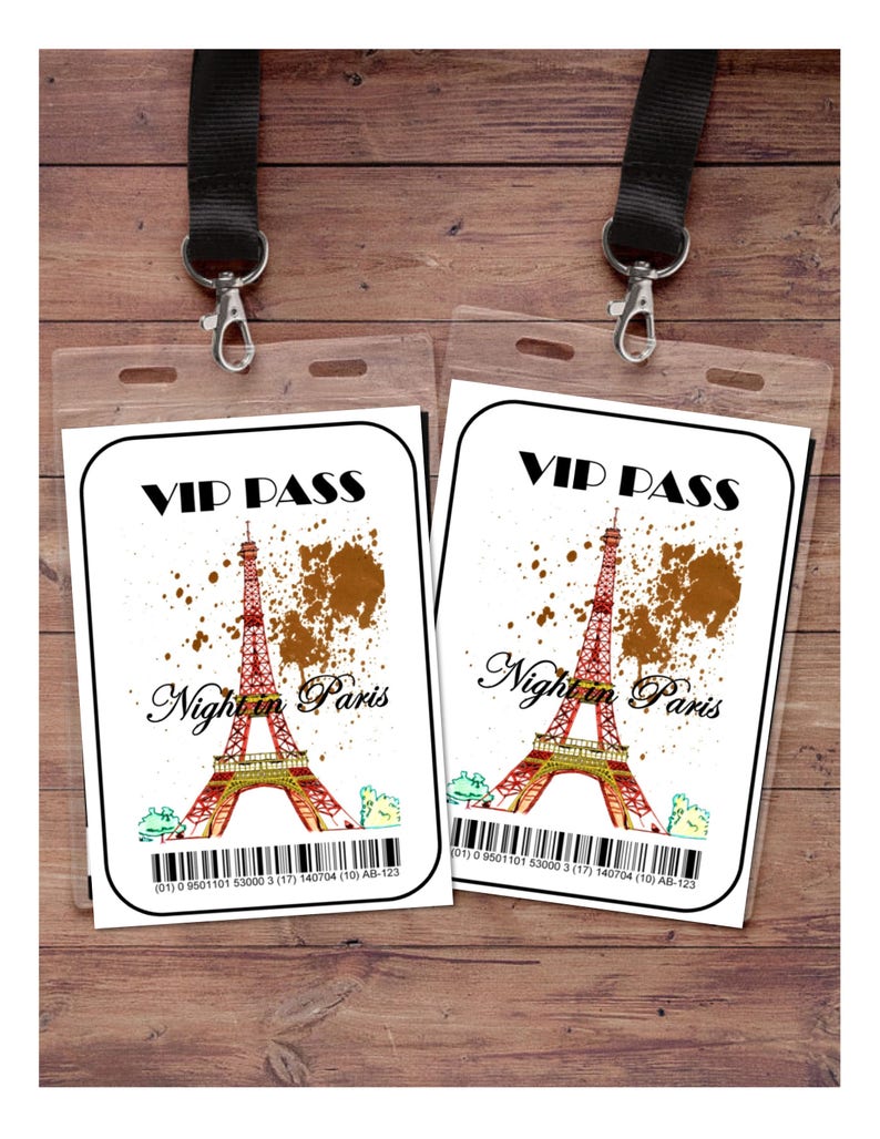 A Night in Paris - VIP Pass for Dance Customizable - Printable Digital ...