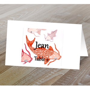 Koi Fish Wedding Place Cards/escort Cards Customizable Printable ...