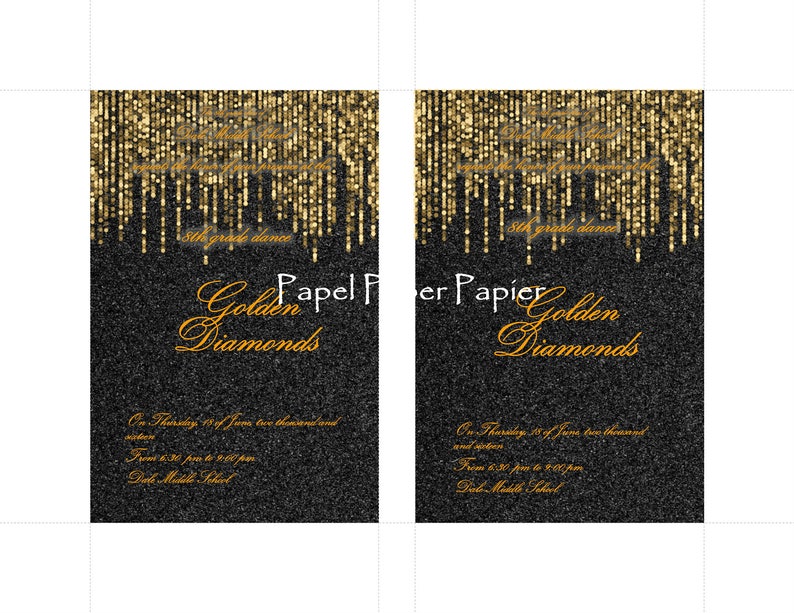 Gold Stars- School Dance/prom-homecoming Invitation/card Customizable ...