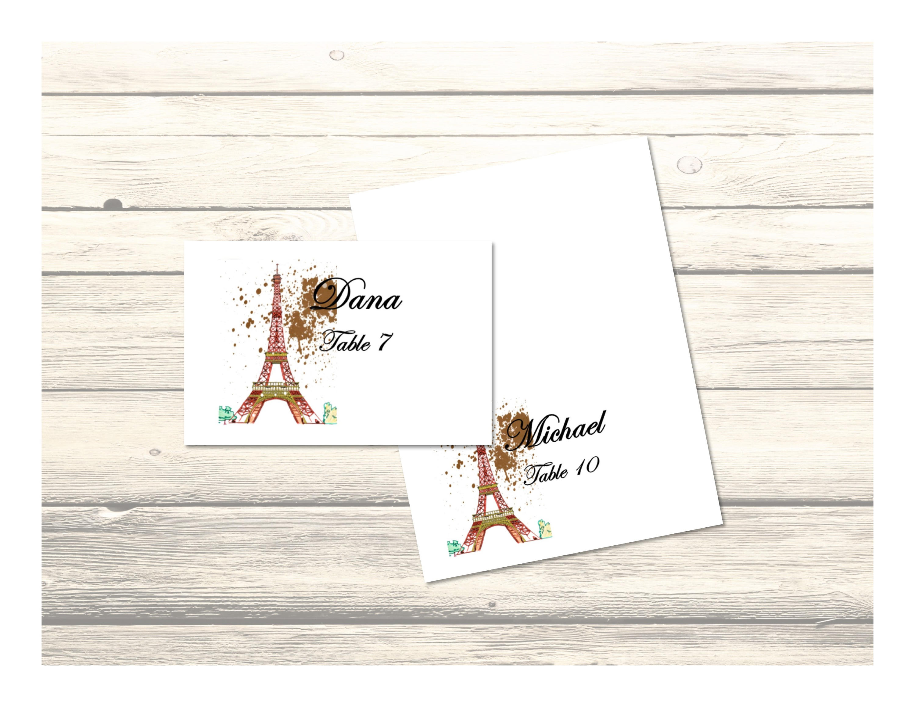 Eiffel Tower Paris Destination Wedding Place Cards/escort Cards ...