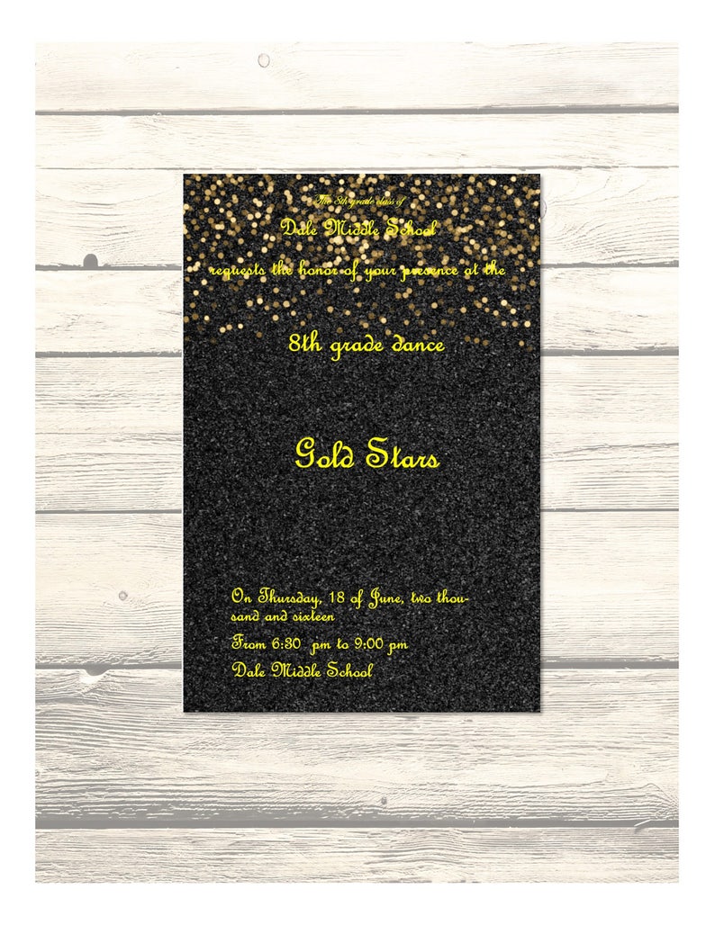 Gold Stars- School Dance/prom-homecoming Invitation/card Customizable ...