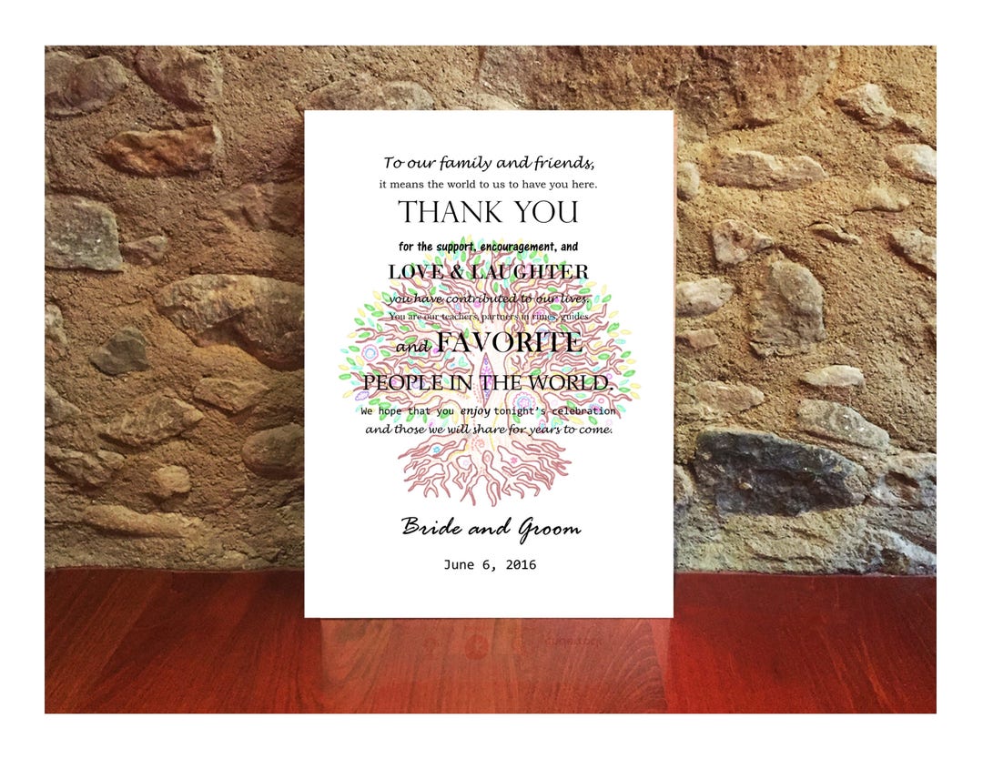 Árbol de vida Letrero de Agradecimiento para una boda Digital ...