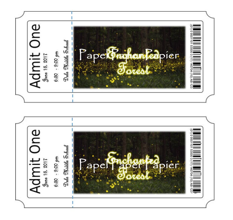 Enchanted Forest - School Dance/prom-homecoming Invitation and Ticket ...