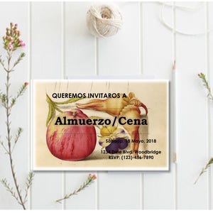 Dinner/lunch/brunch Invitation Card in Spanish Vintage Customizable ...