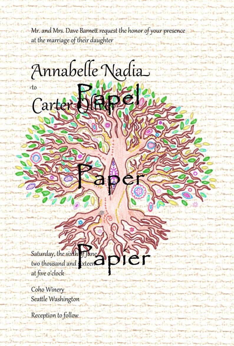 Set of Tree of Life Wedding Invitation, RSVP & Thank You Cards ...