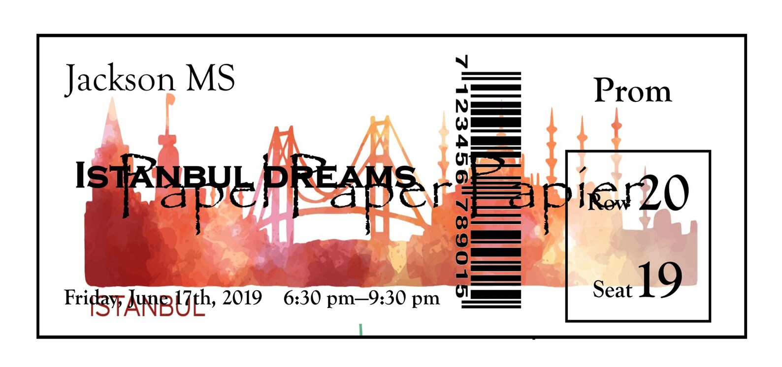 Istanbul Dreams - School Dance/prom/homecoming Plane Ticket ...