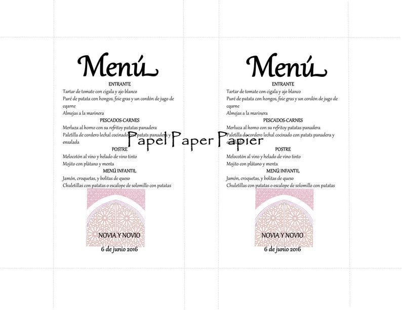 Andalusia Wedding Menu in Spanish Customizable - Printable Digital ...
