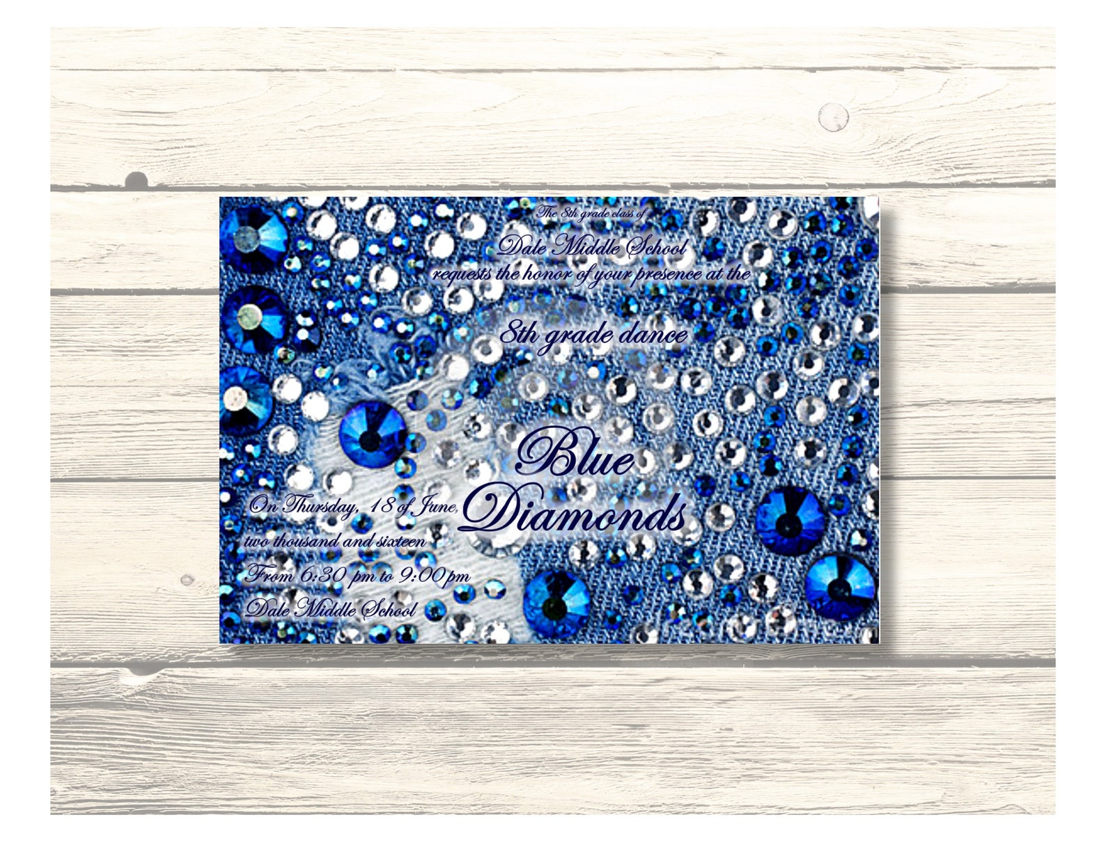 Diamonds and Denim- School Dance/prom-homecoming Invitation/card ...