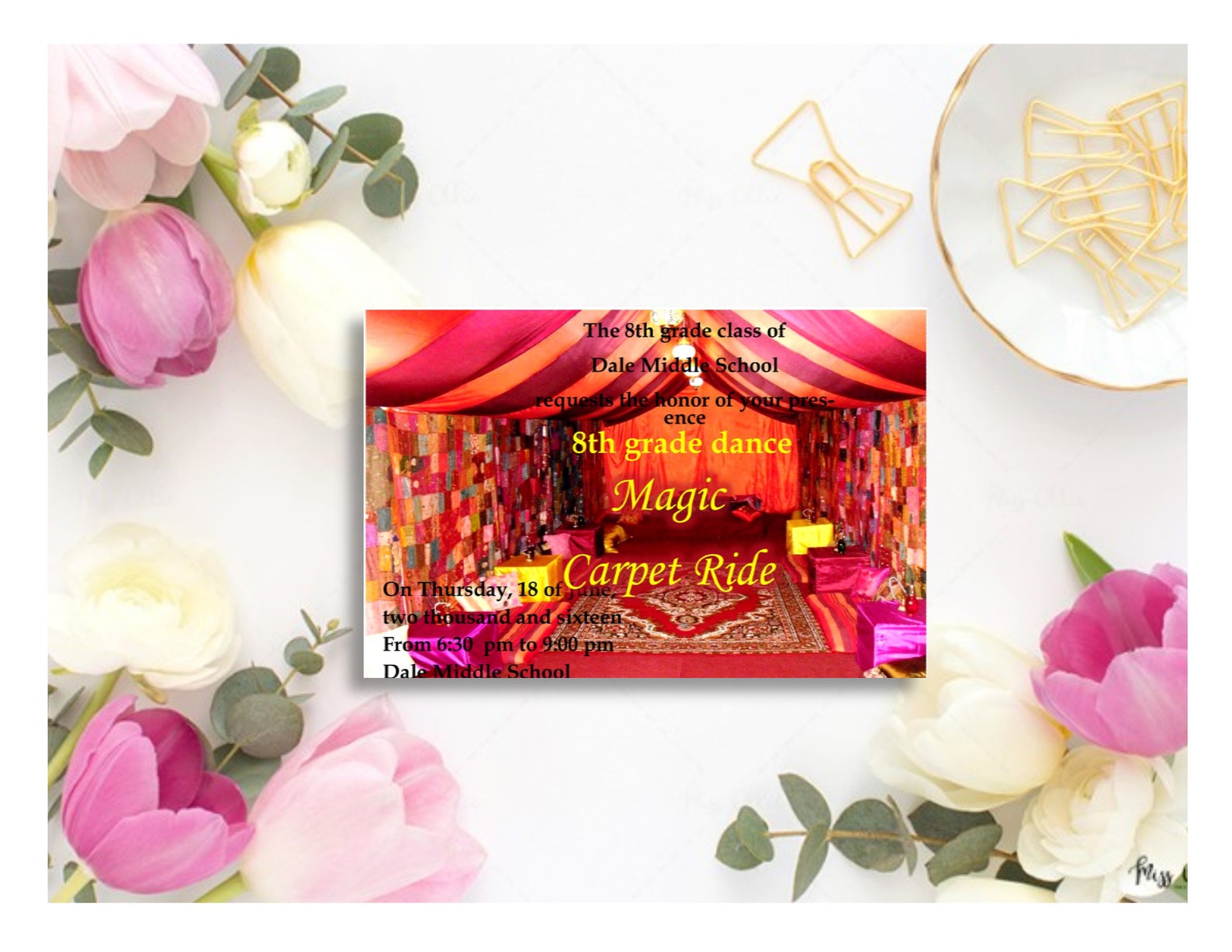 Magic Carpet Ride - School Dance/prom Invitation/homecoming/card ...