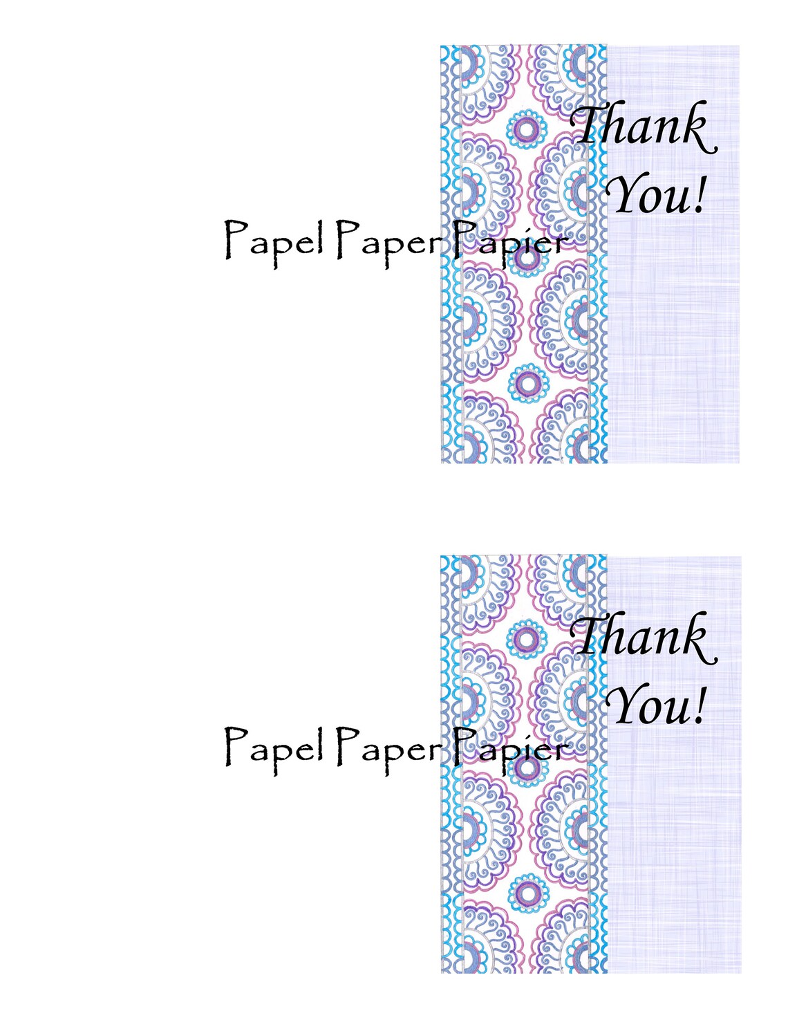Purple Persian Lace Wedding Thank You Cards Customizable - Printable ...