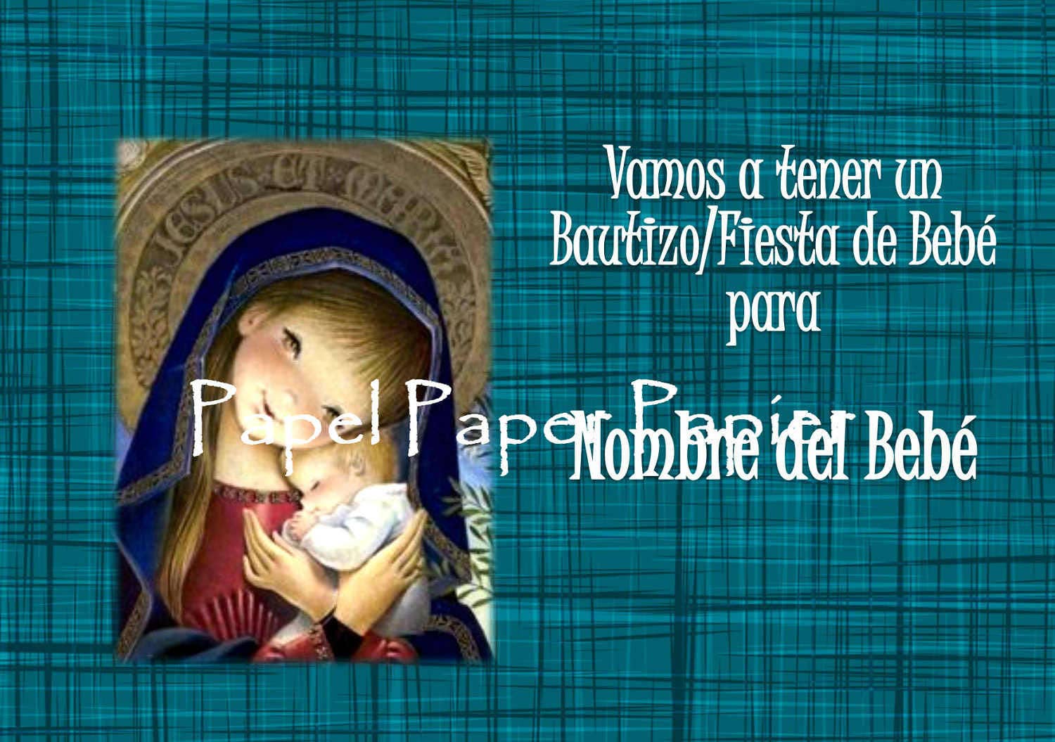 Baptism/baby Shower Invitation Card Vintage virgen Mary and Baby Jesus ...