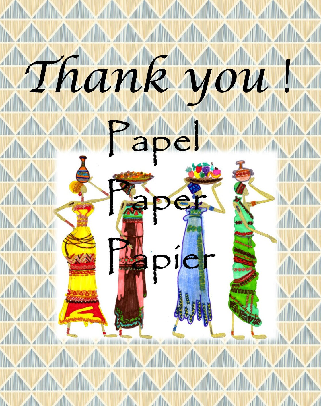 African Tribal Design Wedding Thank You Cards Customizable - Printable ...