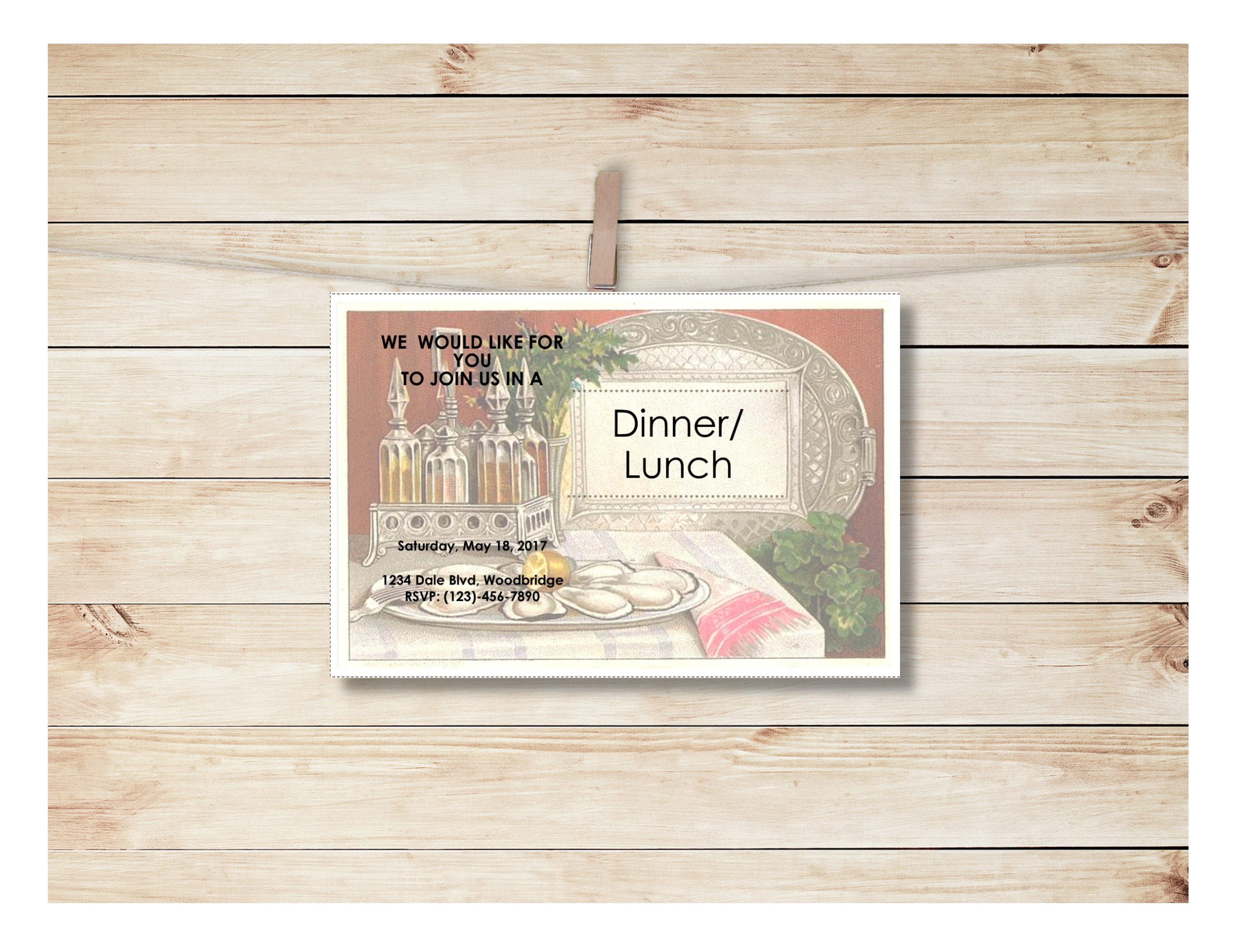 Dinner/lunch/brunch Invitation Card Vintage Customizable - Printable ...