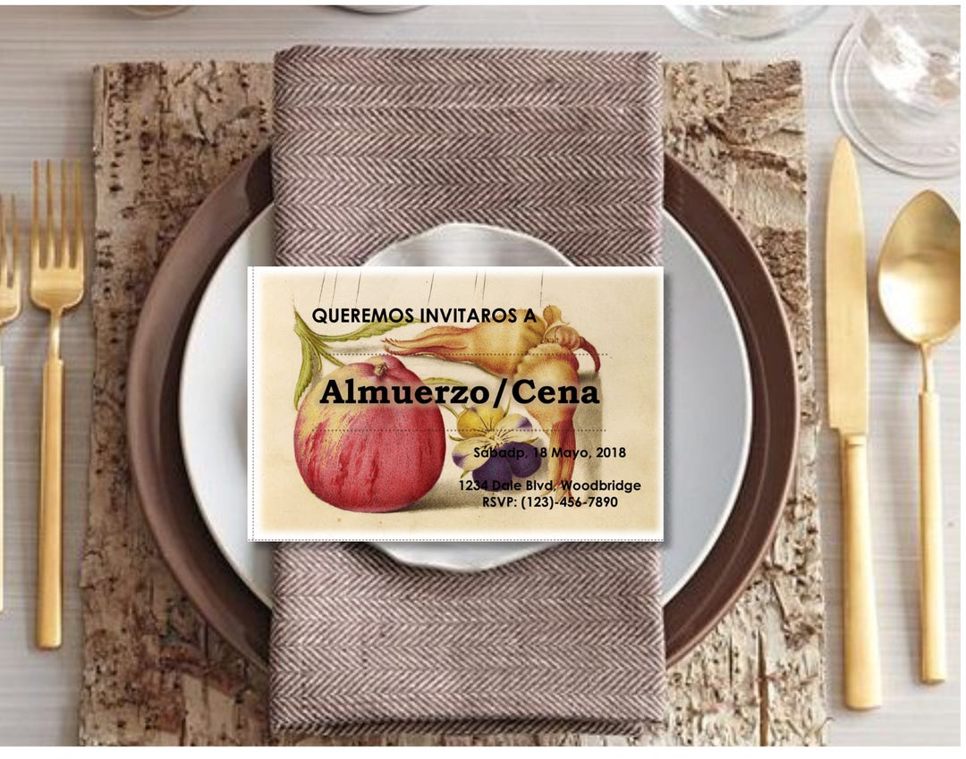 Dinner/lunch/brunch Invitation Card in Spanish Vintage Customizable ...
