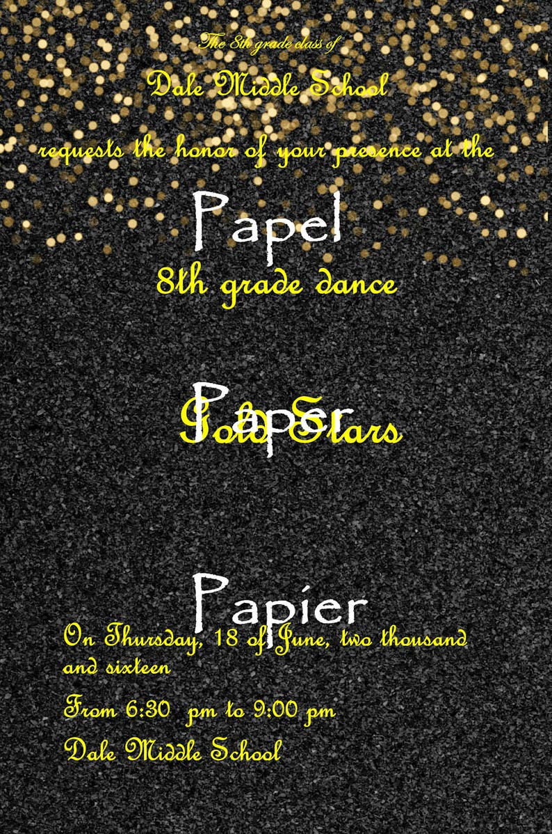 Gold Stars- School Dance/prom-homecoming Invitation/card Customizable ...