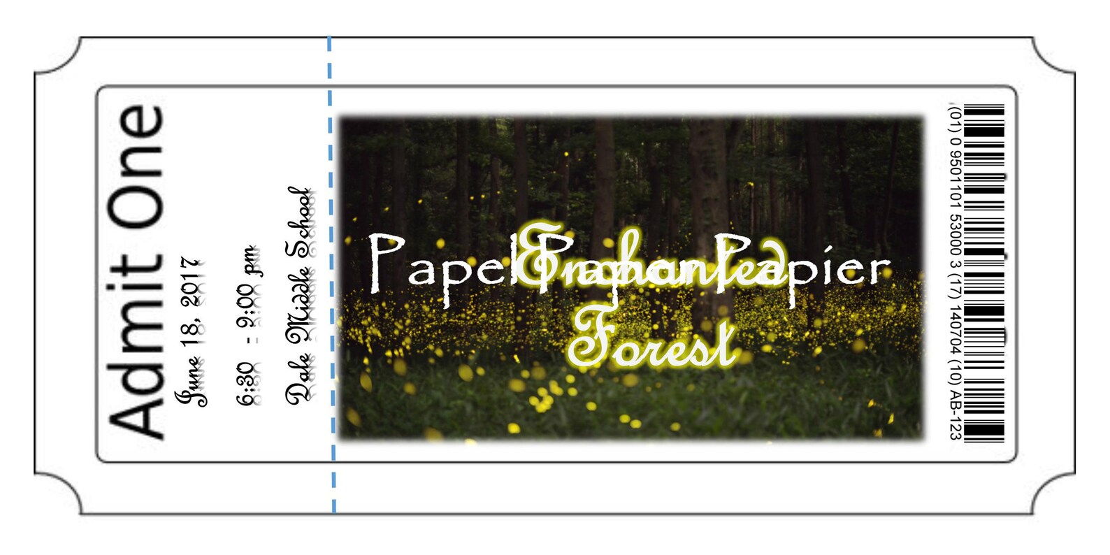 Enchanted Forest Ticket - School Dance/prom-homecoming Invitation/card ...