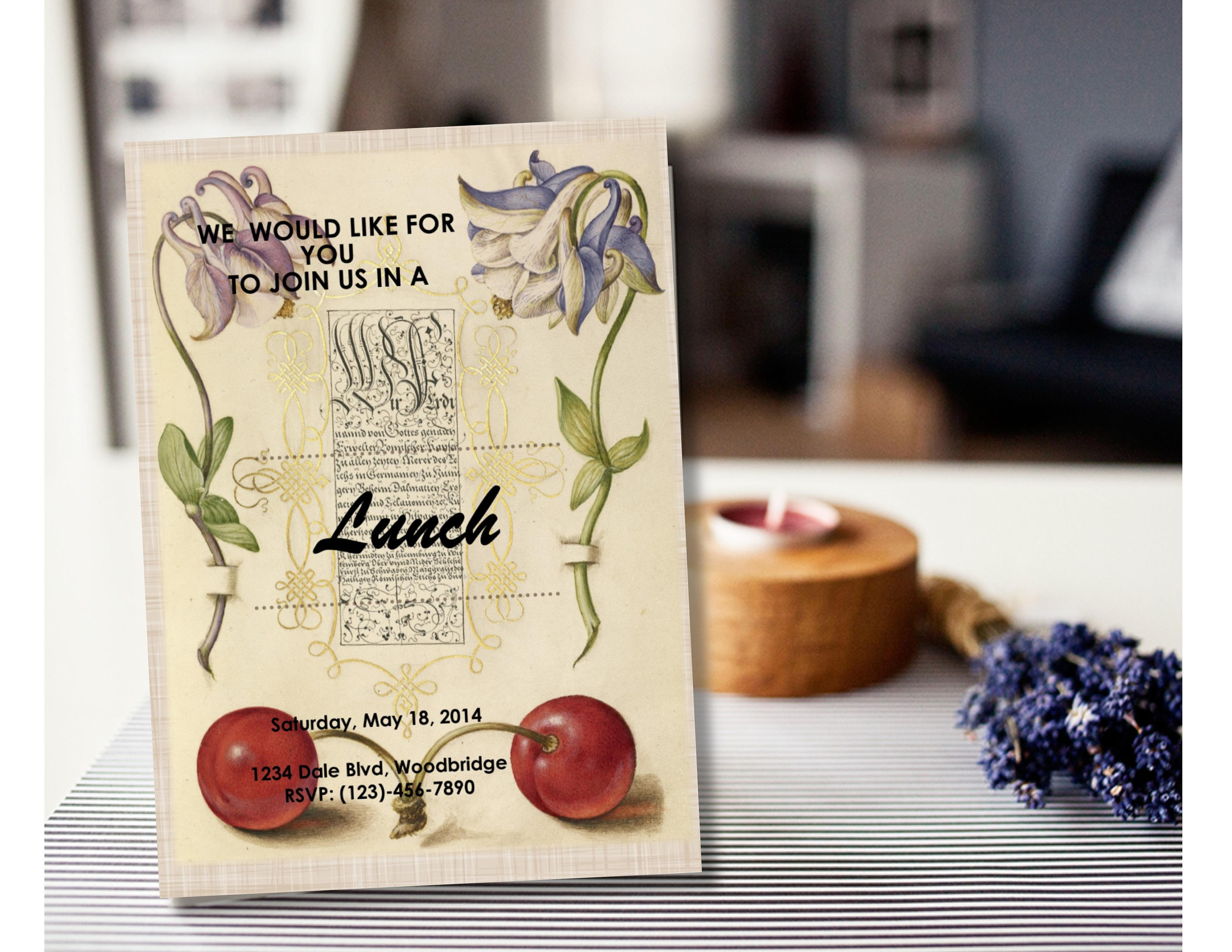 Dinner/lunch/brunch Invitation Card Vintage Customizable - Printable ...