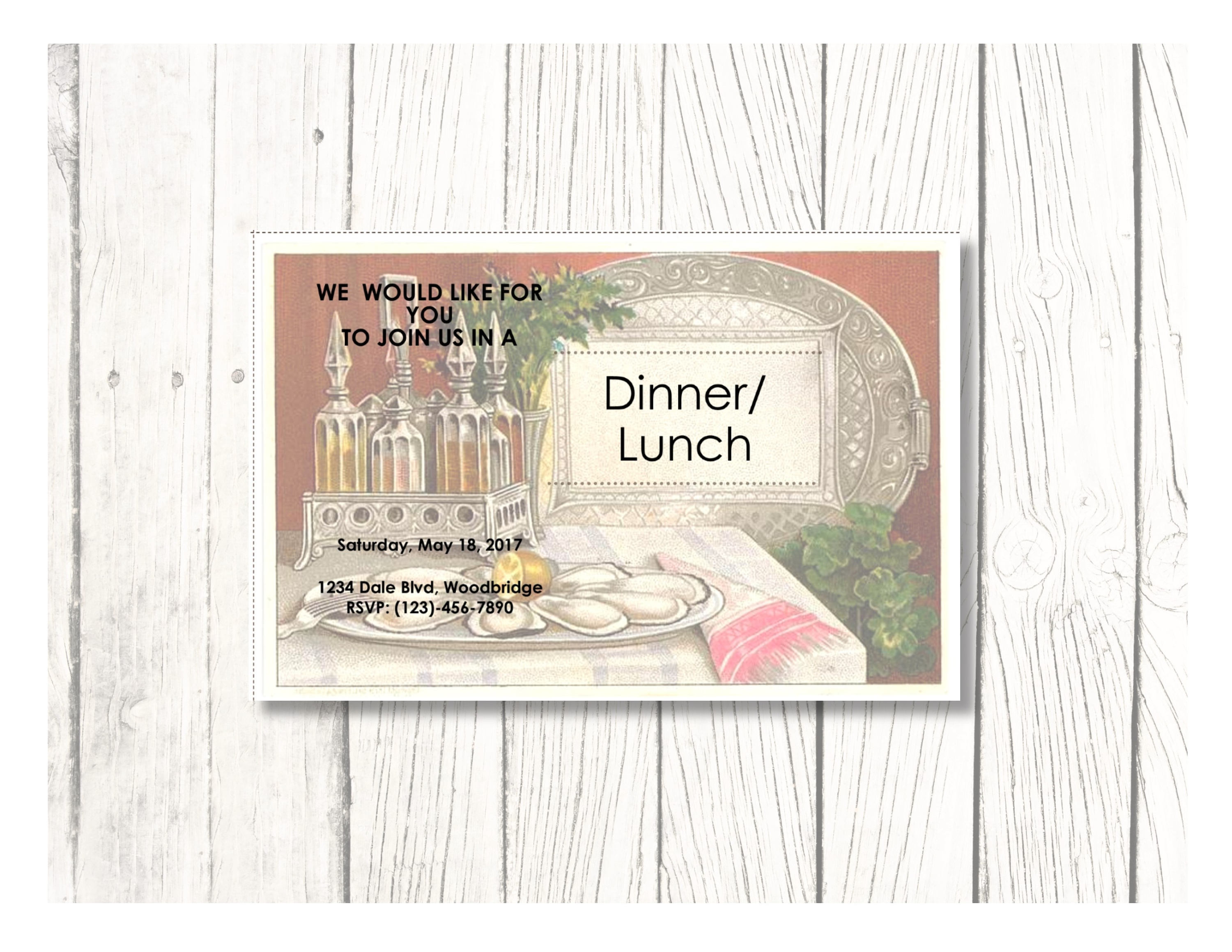 Dinner/lunch/brunch Invitation Card Vintage Customizable - Printable ...