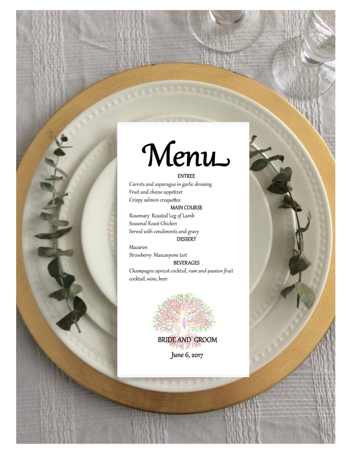 Tree of Life Design Wedding Menu Customizable - Printable Digital ...