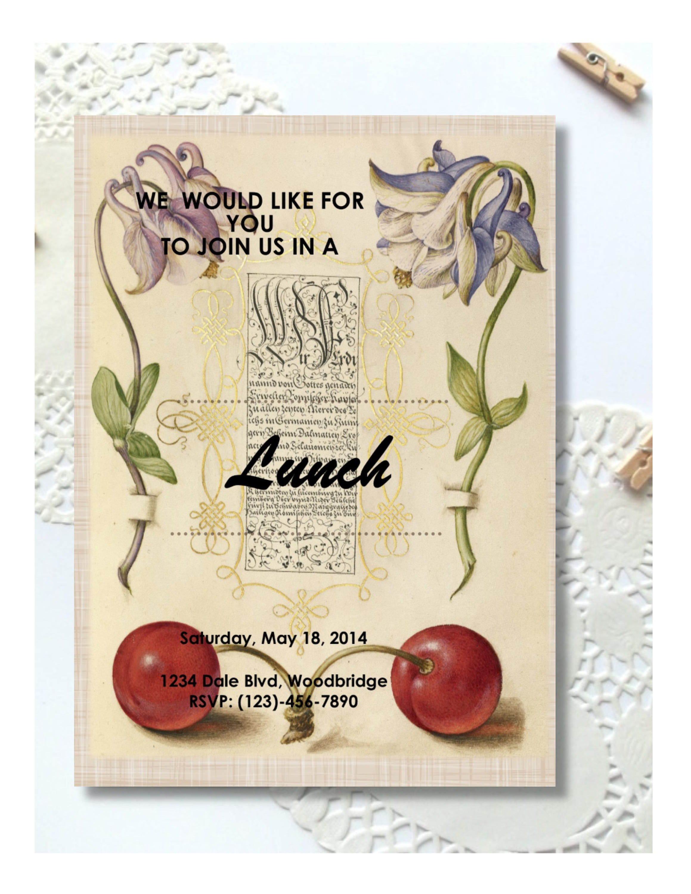 Dinner/lunch/brunch Invitation Card Vintage Customizable - Printable ...