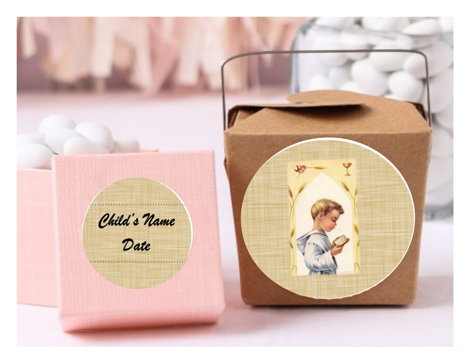 First Communion Cupcake Toppers, Lollipop Labels, Gift Box Labels ...