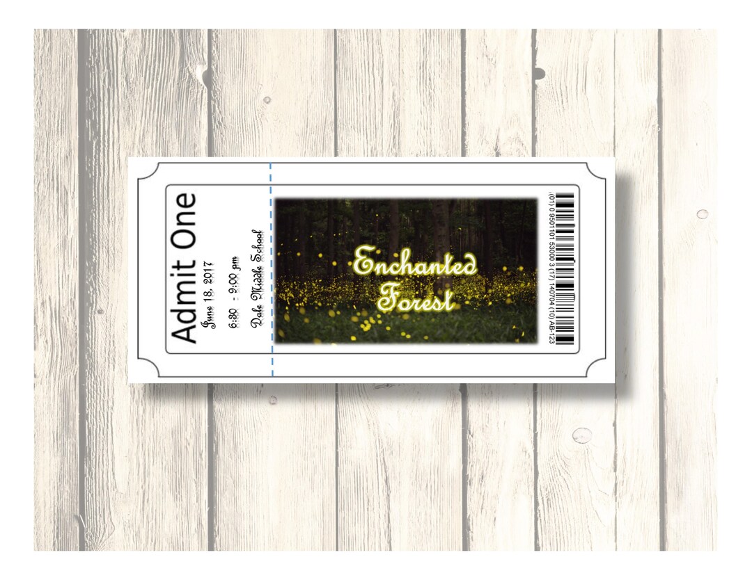 Enchanted Forest Ticket - School Dance/prom-homecoming Invitation/card ...