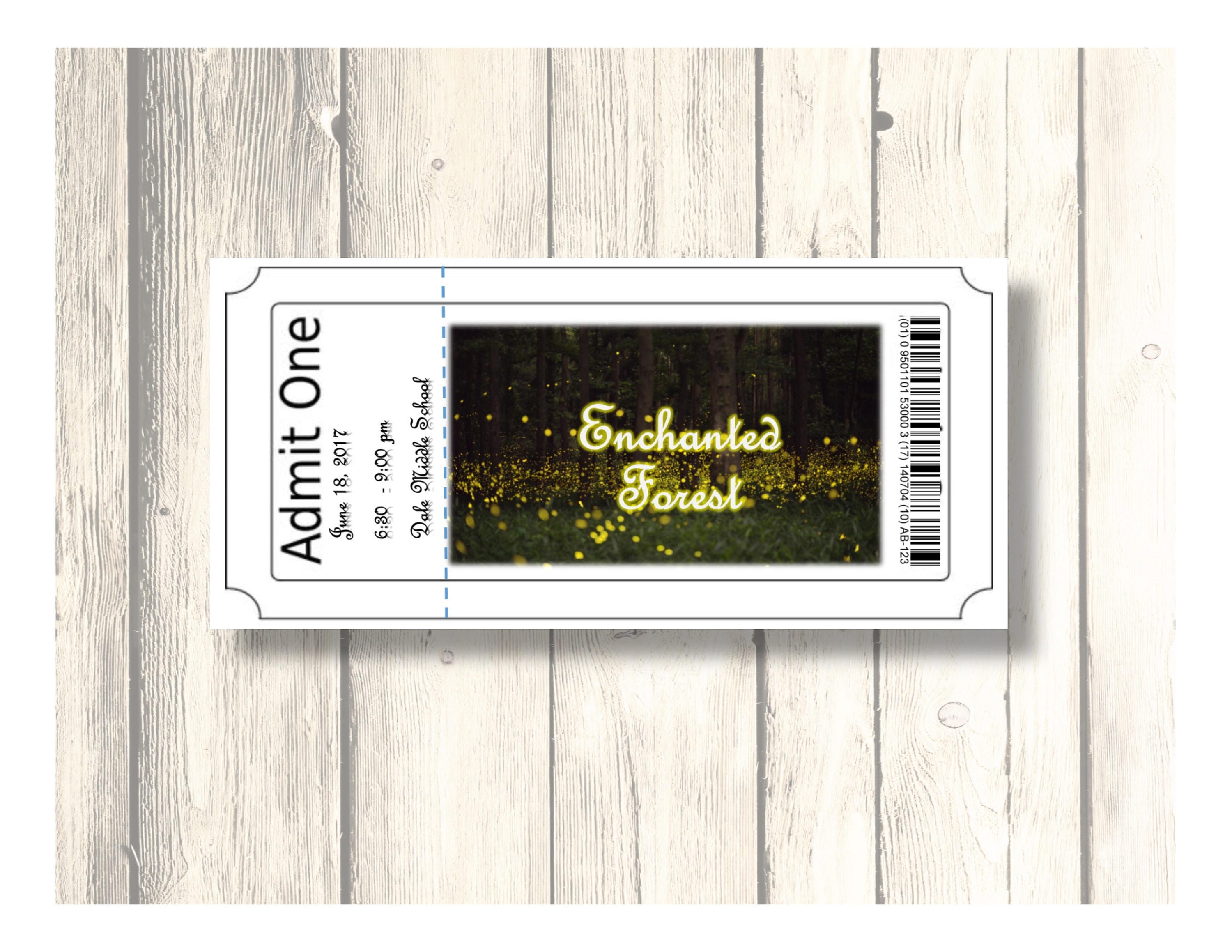 Enchanted Forest Ticket - School Dance/prom-homecoming Invitation/card ...