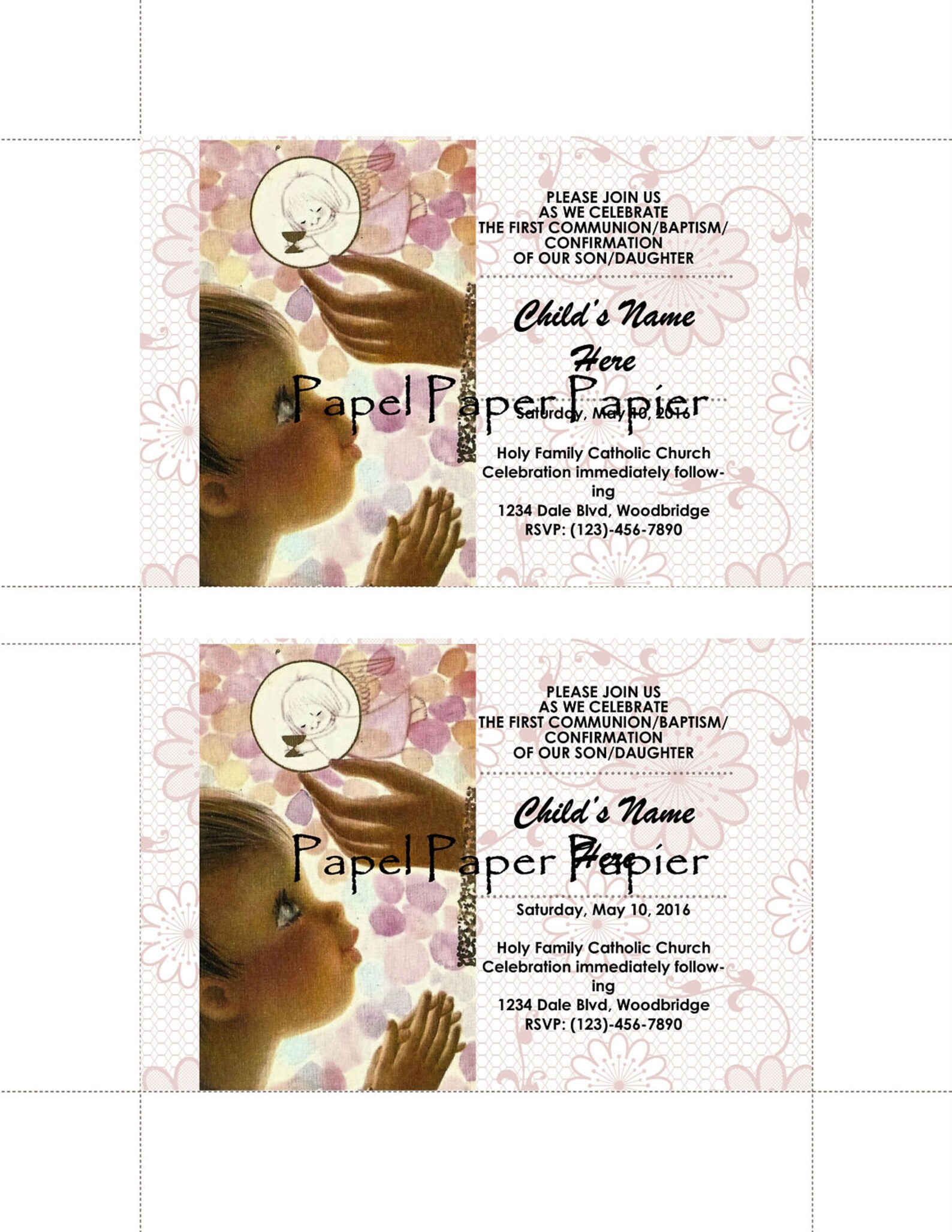 First Communion/confirmation Invitation Card Vintage "gift of the ...