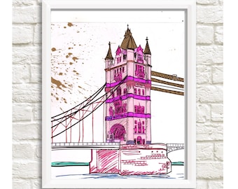 London Bridge at Christmas United Kingdom Scenic Print Instant Art ...