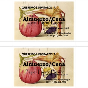 Dinner/lunch/brunch Invitation Card in Spanish Vintage Customizable ...