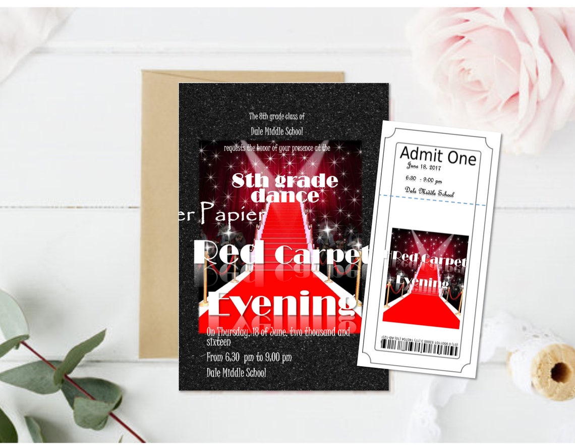 Hollywood Red Carpet Event School Dance/prom Invitation/homecoming ...