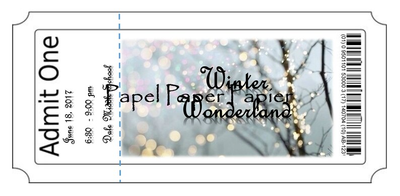 Winter Wonderland Ticket - School Dance/prom-homecoming Invitation/card ...