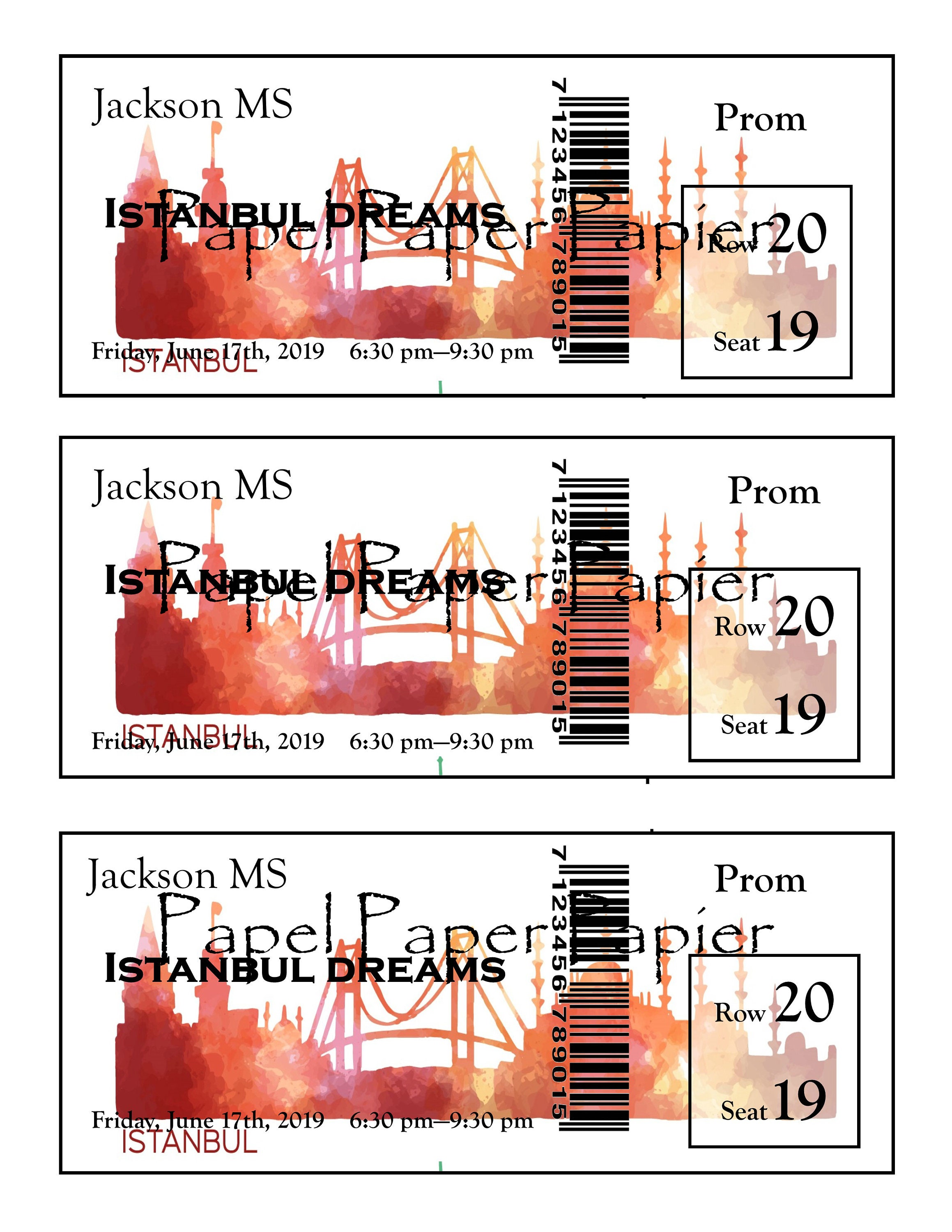 Istanbul Dreams - School Dance/prom/homecoming Plane Ticket ...